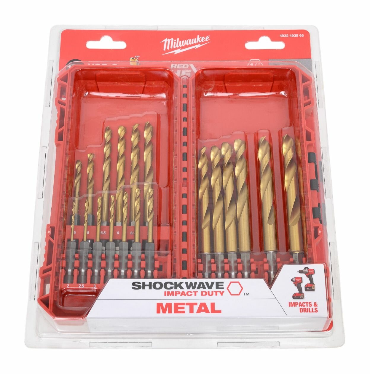 Сверла по металлу RedHEX HSS-TiN набор 19 ед. (2-10 мм) GEN II Milwaukee 4932493866