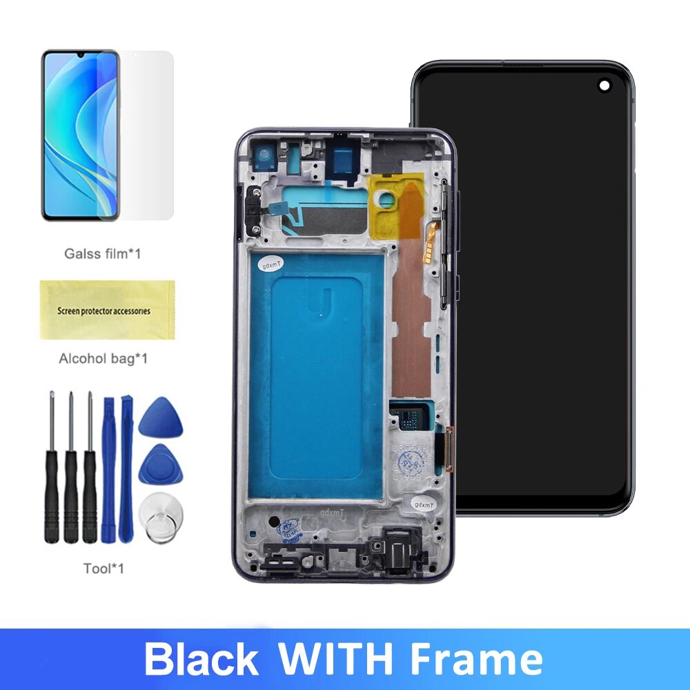 Для Samsung S10e G970 SM-G9700 G970U ЖК-дисплей, дигитайзер сенсорного экрана в Black With Frame