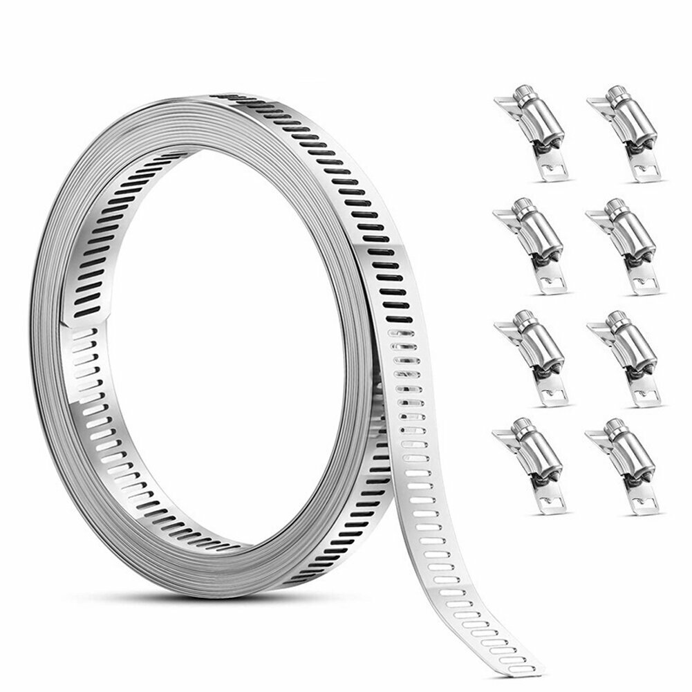 Набор червячных хомутов из нержавеющей стали длиной 11.5 футов с 8 крепежными элементами для регулировки труб и шлангов, червячный привод, хомуты для интеркулера, сантехнических труб и шлангов