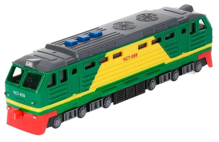 Технопарк Тепловоз 21,5 см 3 кнопки, инерционный, свет, звук, пластик LОСО-22РL-GNYЕ с 3 лет