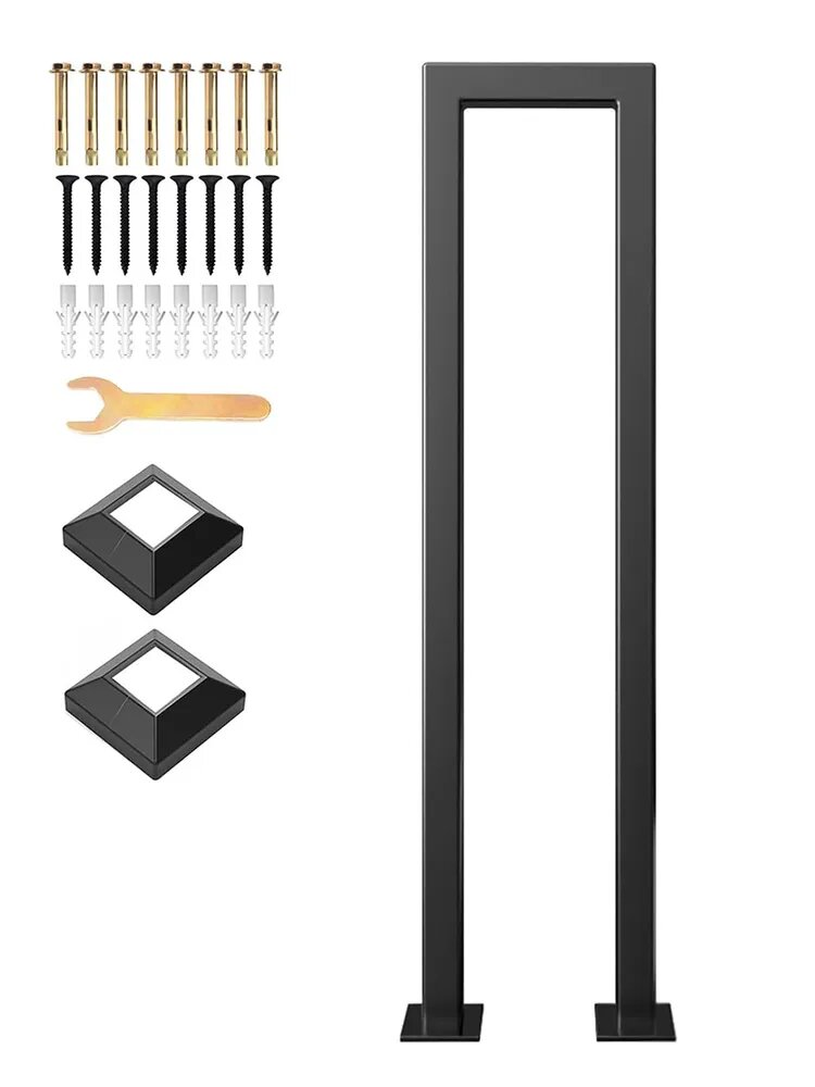 Перила для лестницы, напольный поручень, уличное лестничное ограждение, с крепёжом, чёрная стальная труба