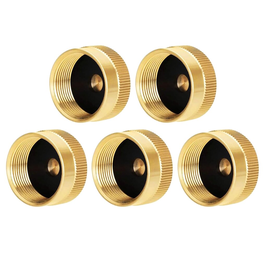 Упаковка Из 5 Твердых Латунных Крышек Для Баков, Защитное Уплотнение Крышки Бутылки Для Газовых Баллонов, Кемпинга и Барбекю