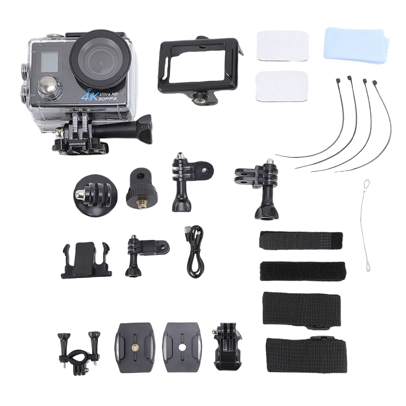 Водонепроницаемая 4K подводная видеокамера с широкоугольным объективом 170 градусов, функцией видеоблога и синхронизацией по Wi-Fi для езды на велосипеде на открытом воздухе.