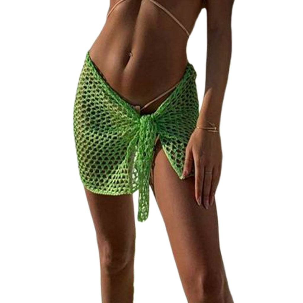 Женский короткий пончо-саронг для пляжа, Зеленый