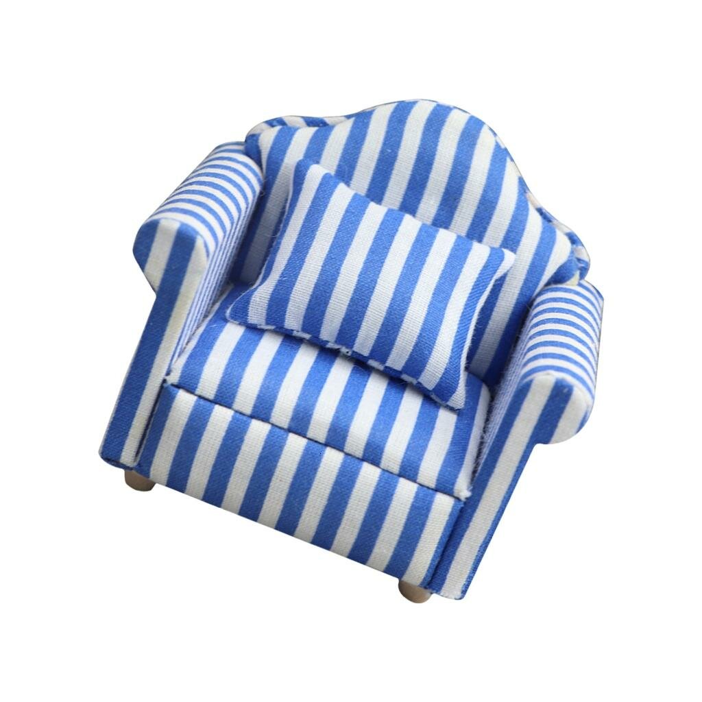 Кресло для кукольного домика 1/12, Синие полосы