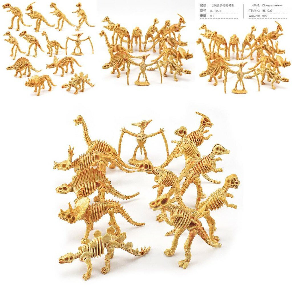 Dinosaur skeleton model collection made of pvc 12 figures for educational play and display