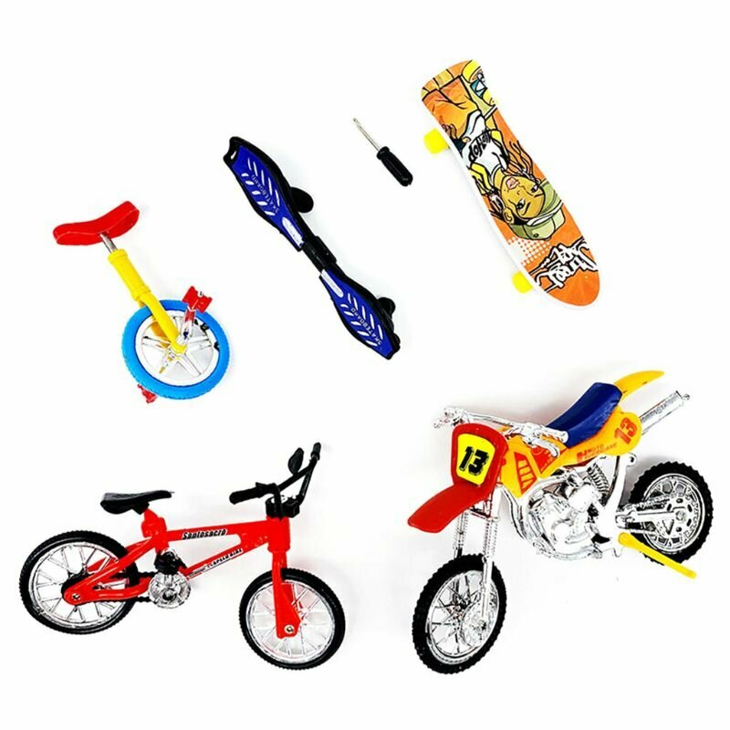 Мини палец велосипед мотоцикл набор велосипед знаки DIY творческая игра скейтборд мини скейтборд и велосипед (красный)