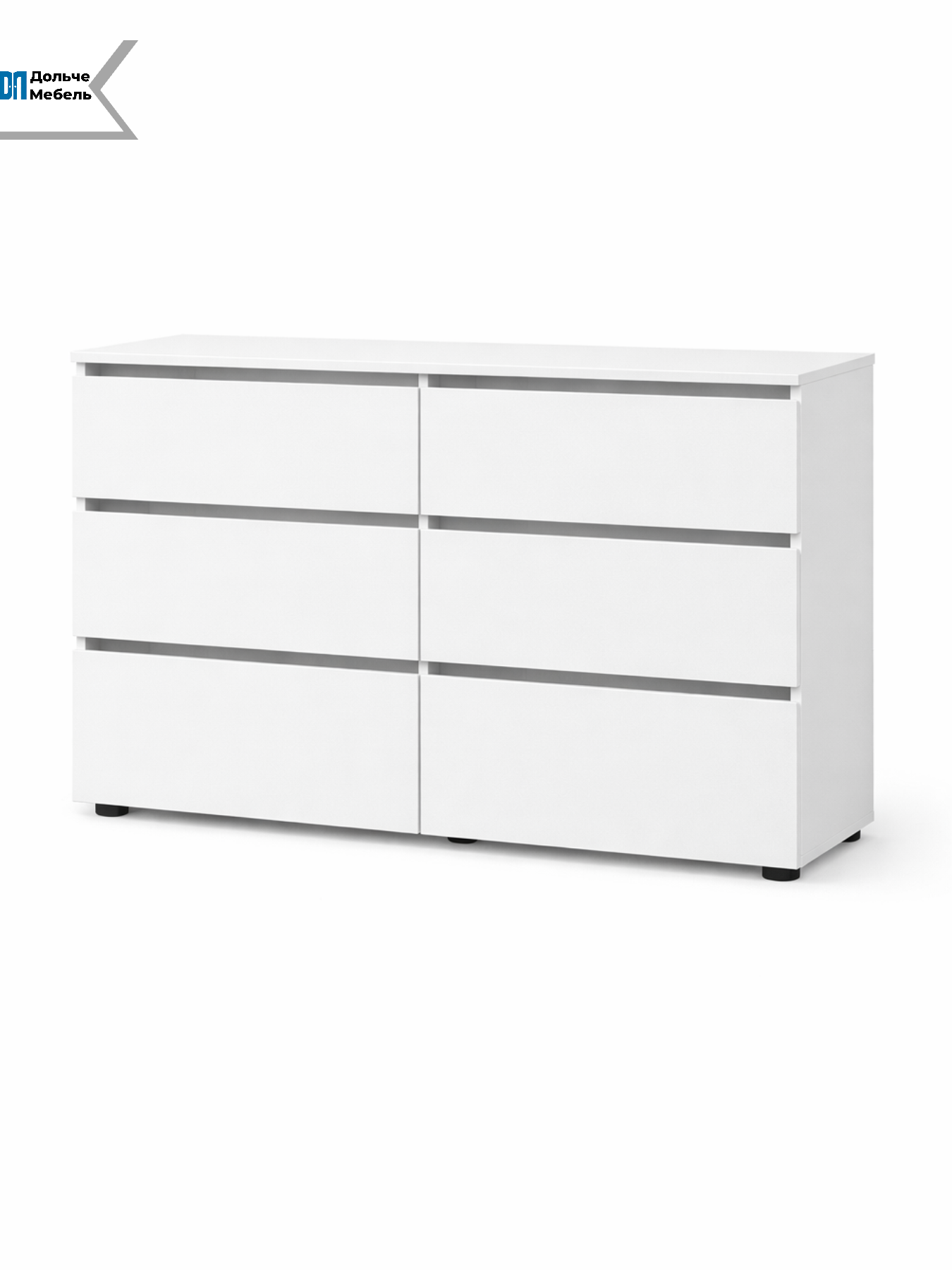 Комод для одежды большой SV-Мебель Токио, ширина 120 см, с 6 ящиками, в спальню и гостиную, белый