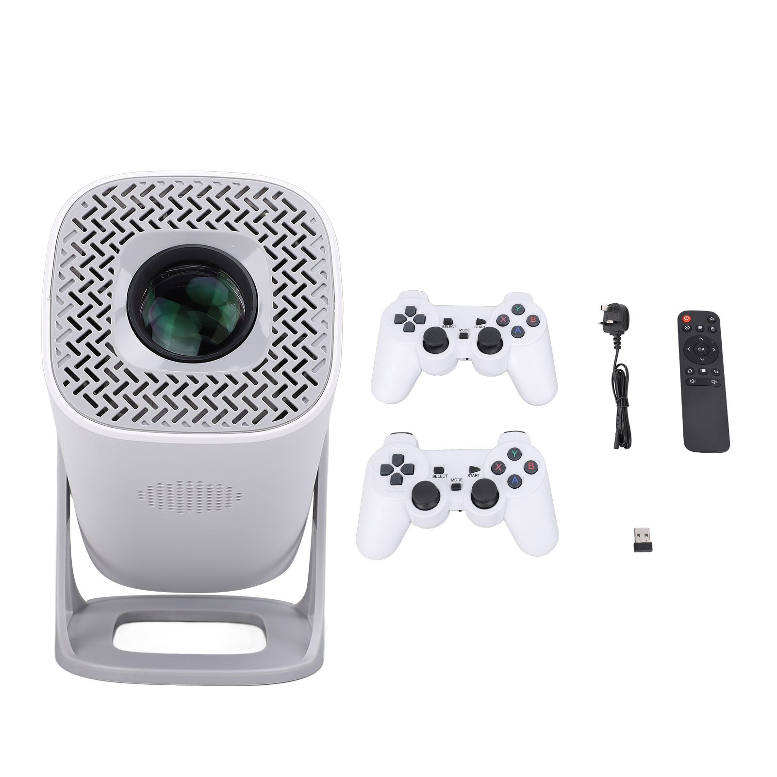 Небольшой проектор 1080p FHP 4K Wi -Fi Bluetooth 200Ansi Яркость 180 градусов Вращаемый портативный проектор с контроллером карт 64 ГБ.