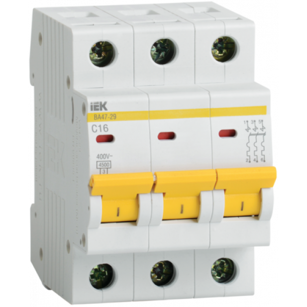 Выключатель автомат 3Р 63А ВА47-29 С 4.5КА IEK