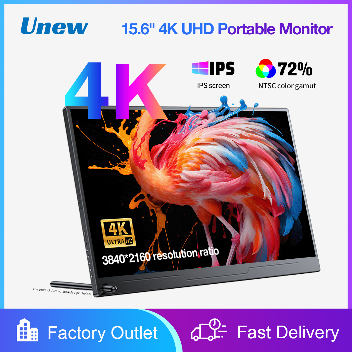 Портативный 4K 15,6 - дюймовый 60 - Гц монитор с поддержкой подключенных компьютеров и телефонов