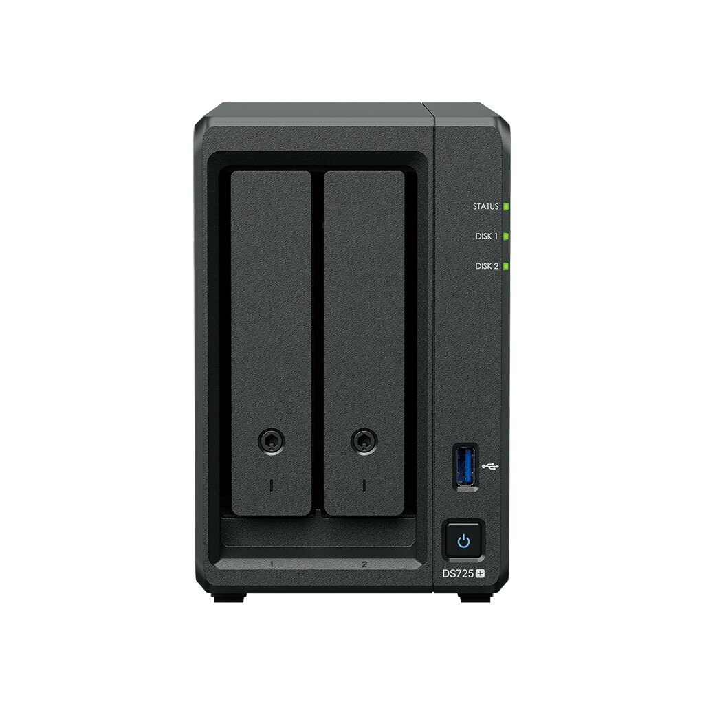 Synology DS725+ Сетевое хранилище 2x2.5"/3.5" SATA, 2хM.2 2280 NVMe SSD, Ryzen R1600/2x2.6GHz, 4GB DDR4, 1x2,5 Гбит/с