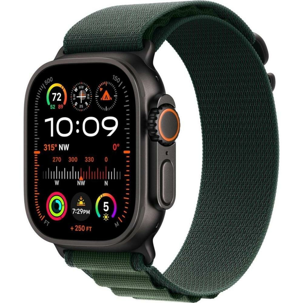 Часы Apple Watch Ultra 2 49mm (2024) LTE Black Titanium Case with Dark Green Alpine Loop, MX4T3 L