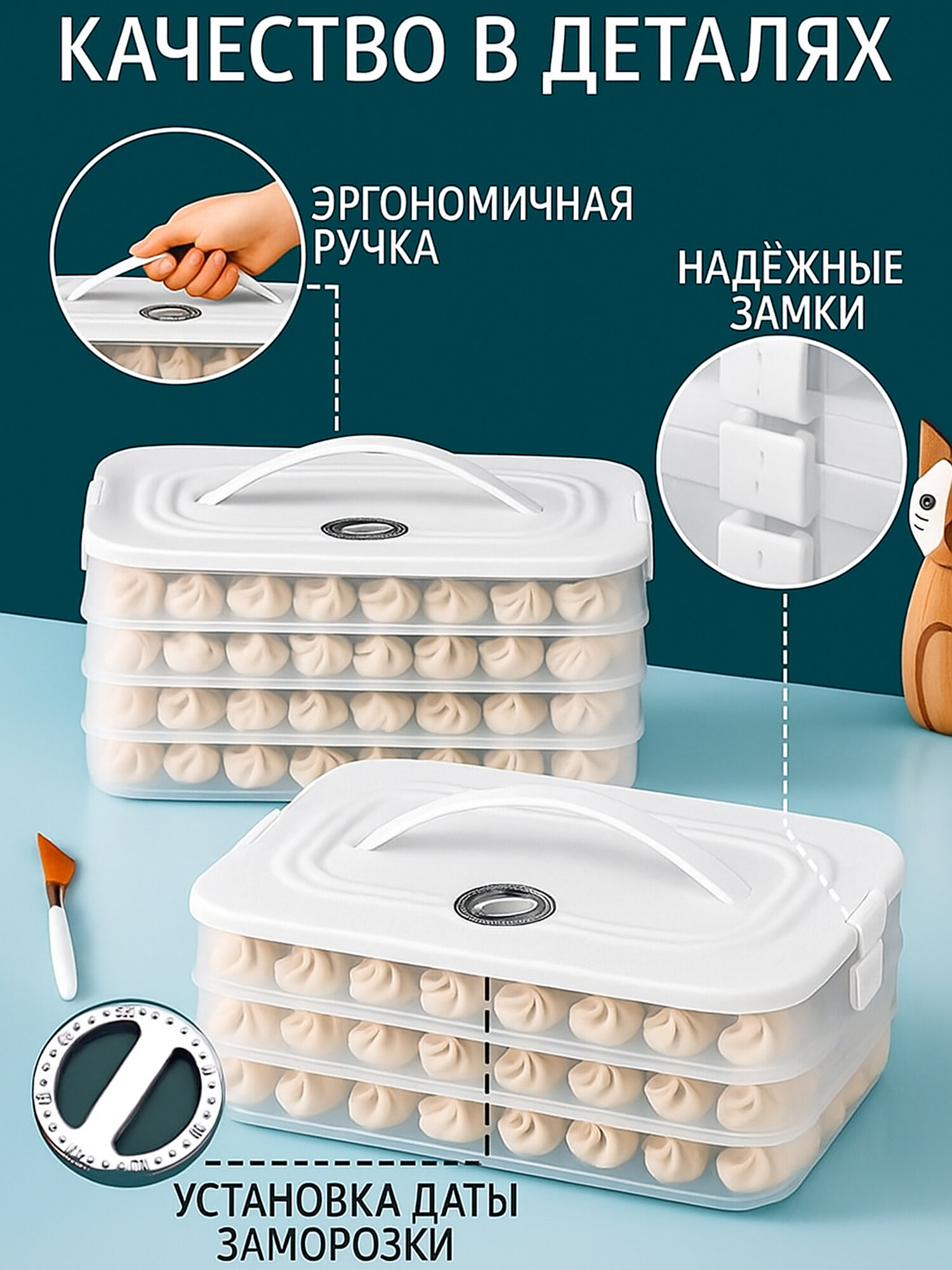 Контейнер для хранения и заморозки пельменей