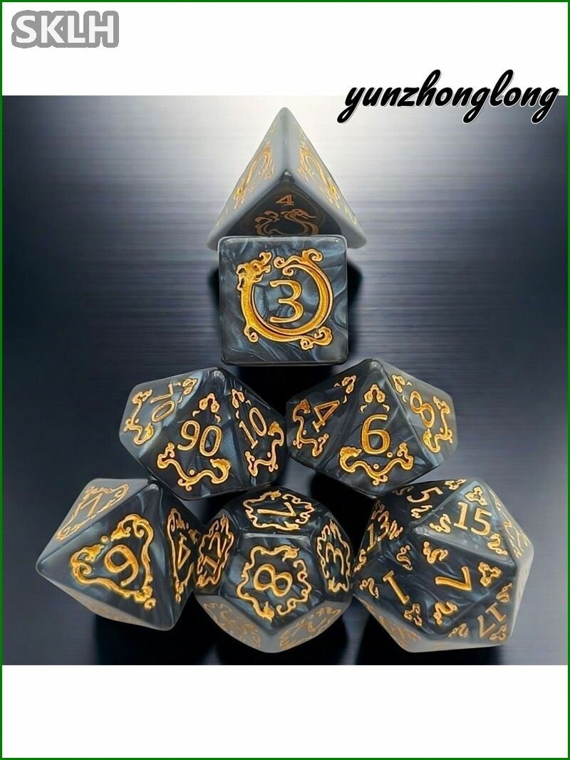 Yunzhonglong Кости игральные, дайсы, кубики для DnD (ДнД) 7 шт