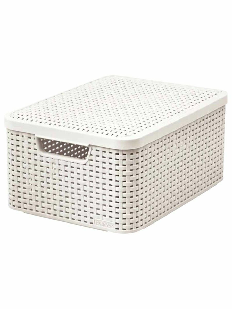 Корзина с крышкой для хранения Curver Style размер M, цвет кремовый