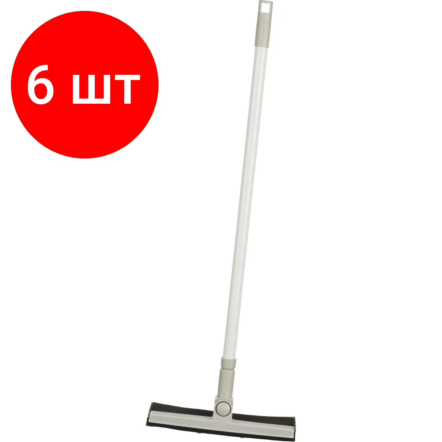 Комплект 6 штук, Швабра двухстороняя 25см д/мытья окон Luscan Prof с телескоп. рукоят 120см