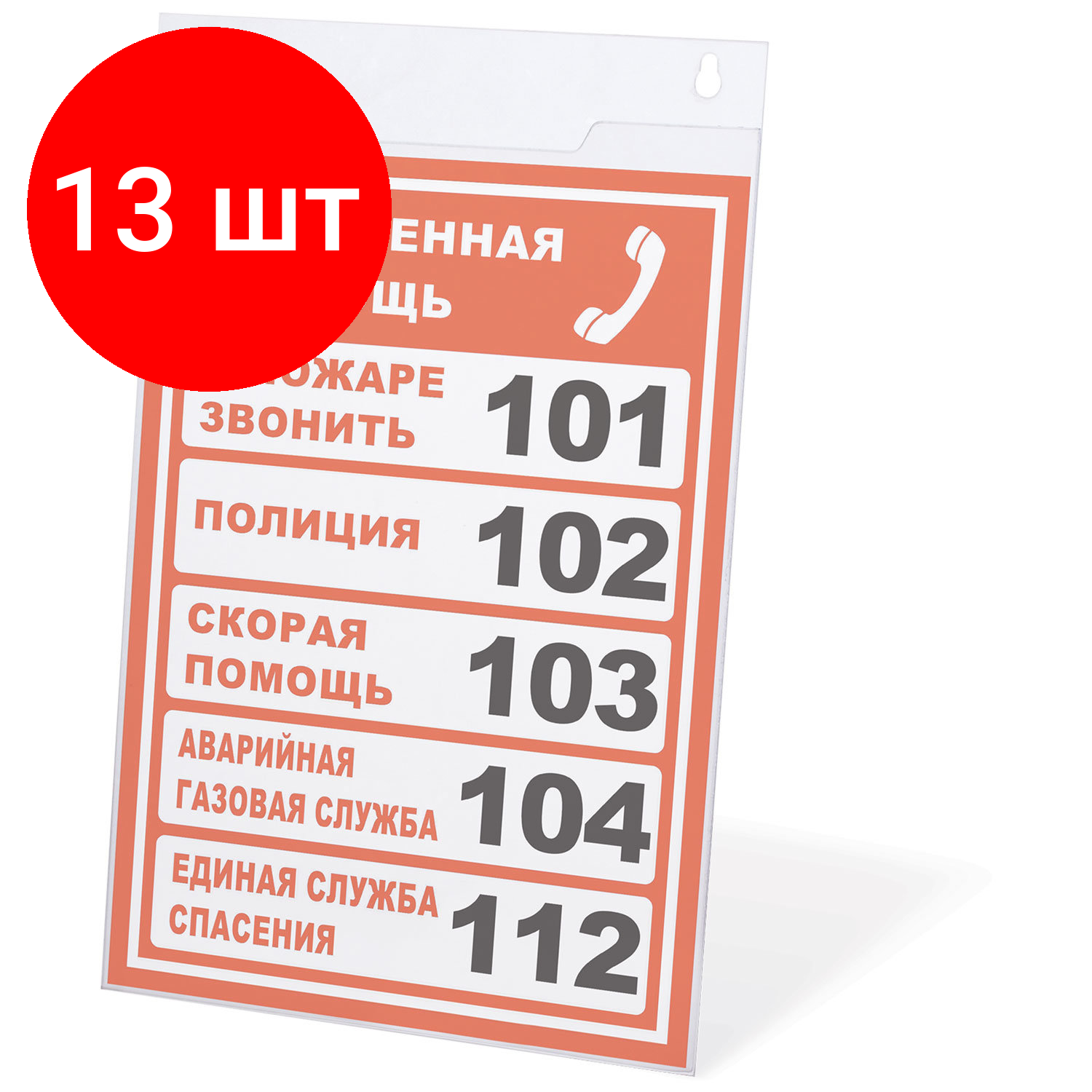 Комплект 13 шт, Подставка настенная для рекламных материалов вертикальная (210х297 мм), А4, оргстекло, BRAUBERG, 290428