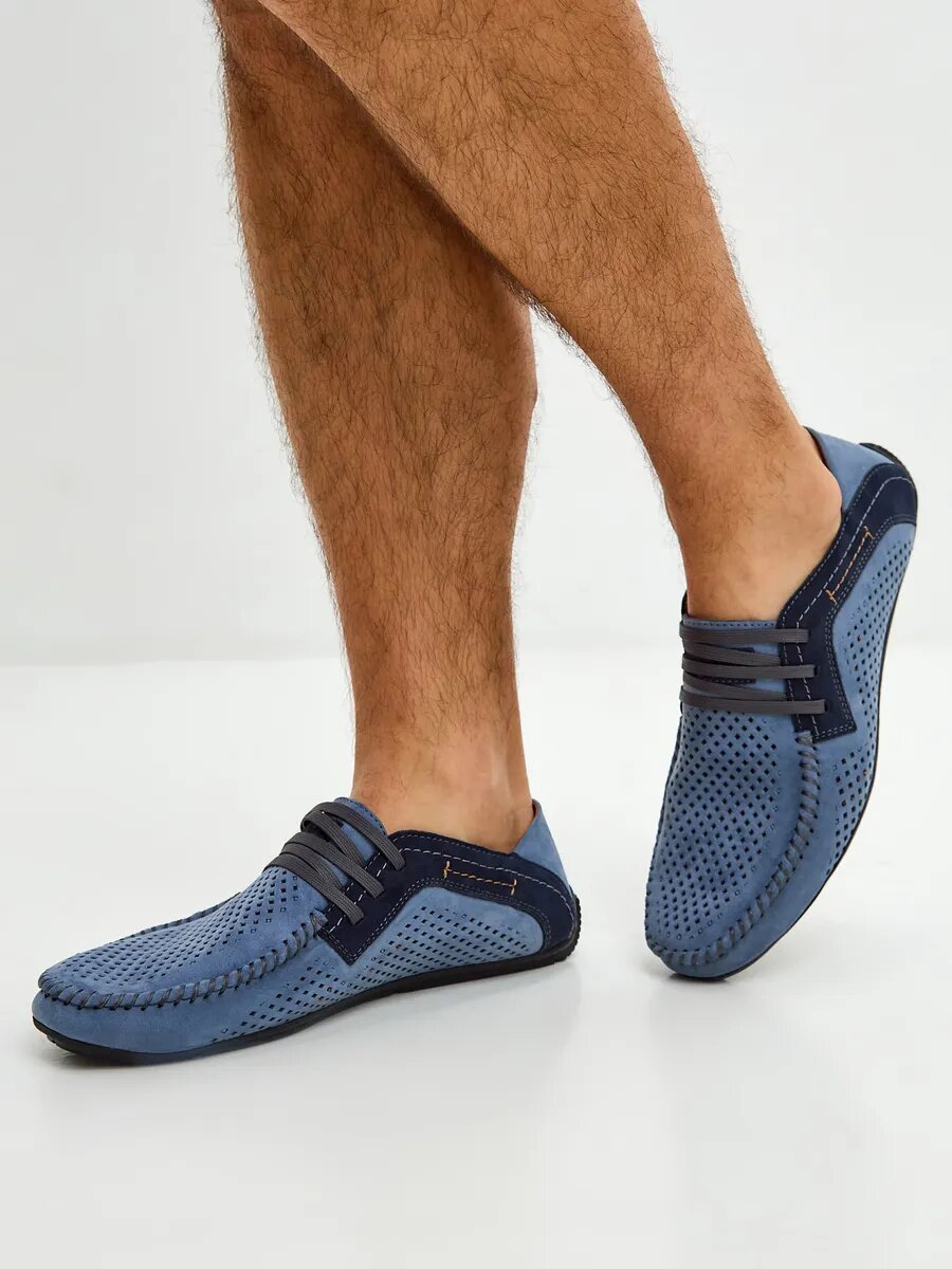 Мокасины кожаные летние с перфорацией