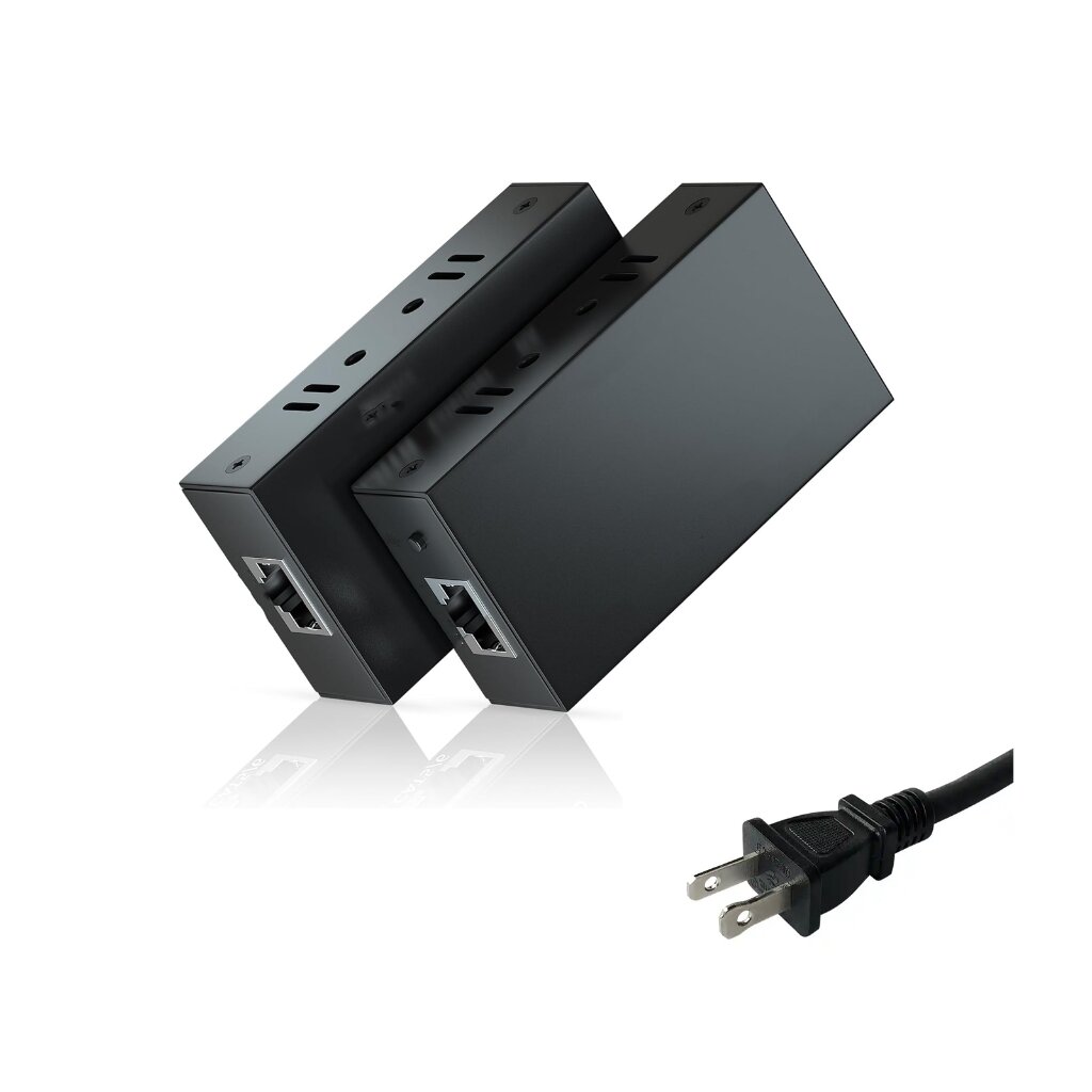 Комплект удлинителя Rj45 Ethernet 60 метров, разрешение 1080P, поддержка 1080P для устройств потоковой передачи, прочный металлический корпус