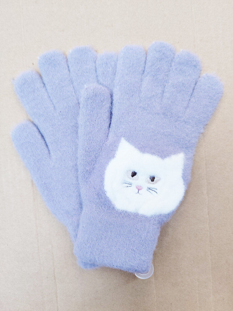 Перчатки шерстяные котики для девочек