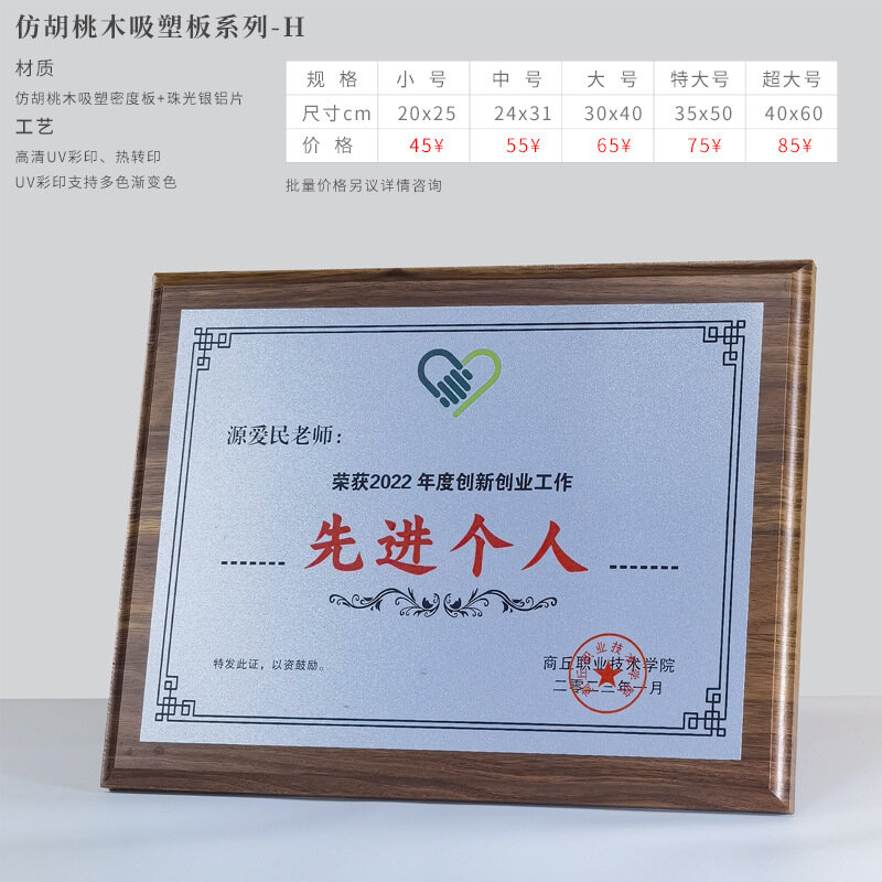 Имитация орехового дерева, наградная табличка, почетная табличка, деревянная медаль с золотым покрытием, металлическая награда, памятная бронзовая медаль на пенсию