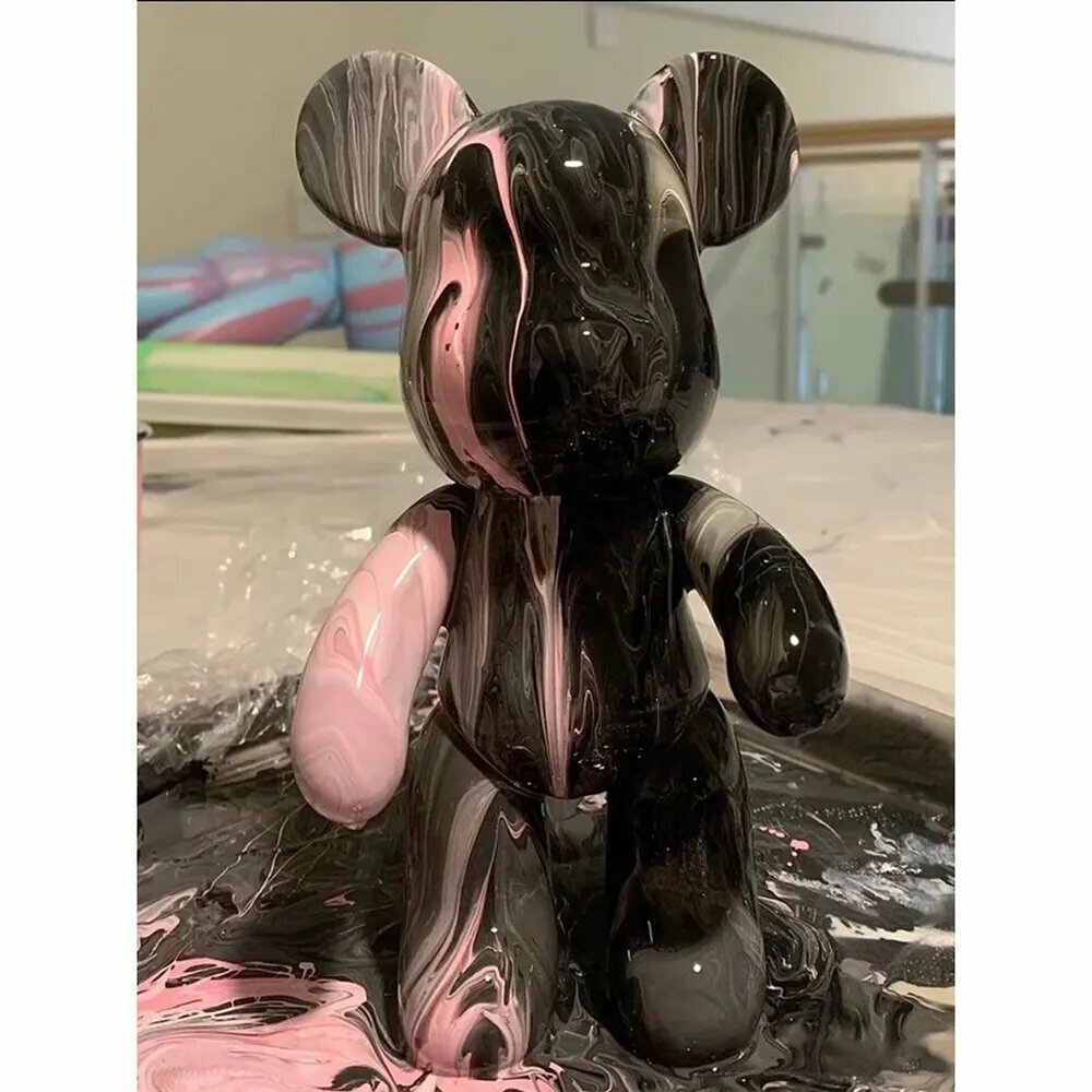 Набор для творчества мишка с красками Bearbrick fluid art 23 см(Белый, розовый, черный)