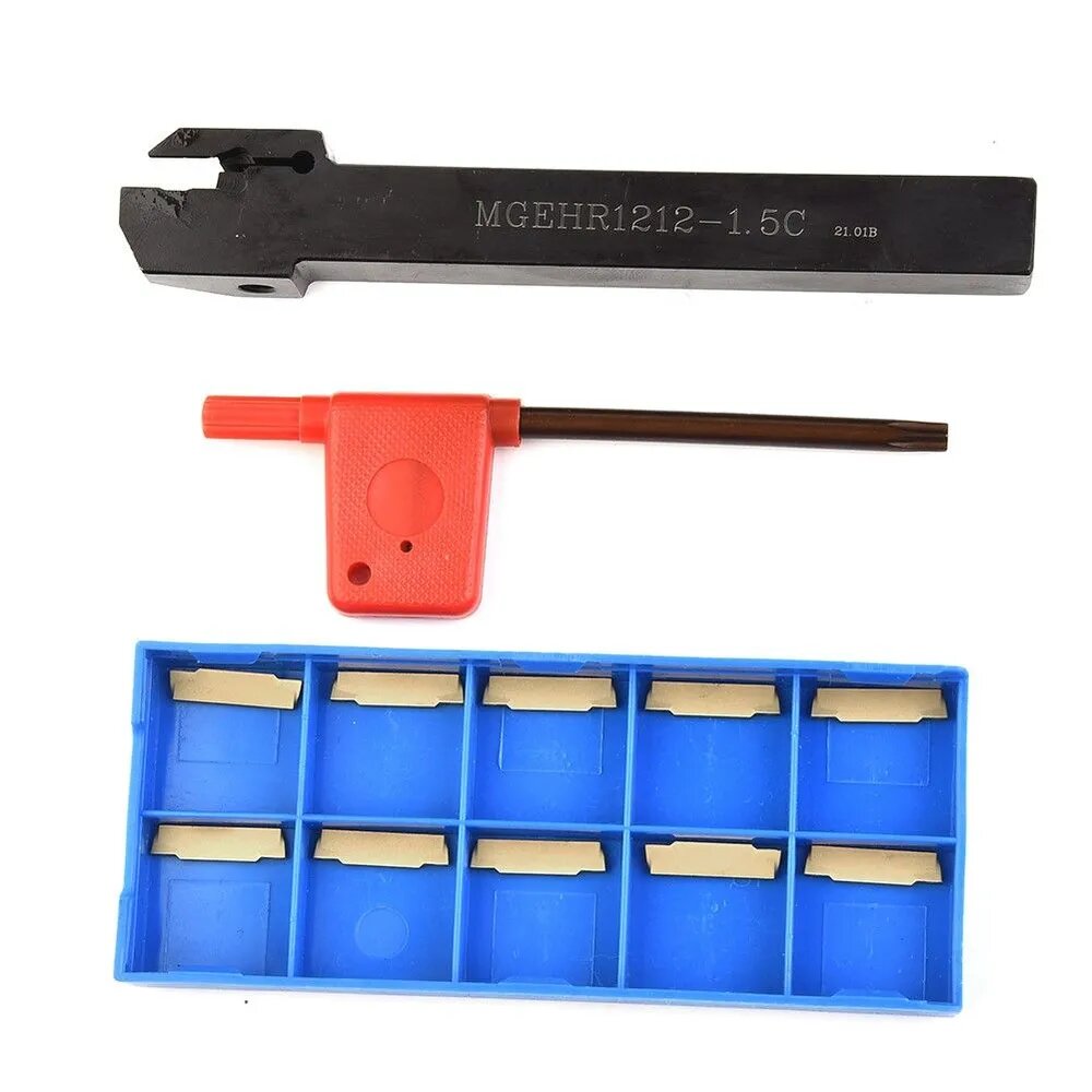 Держатель канавочного резца MGEHR1212-1.5 + 10 шт. твердосплавных канавочных резцов MGMN150-G