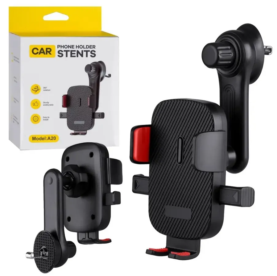 Универсальный автомобильный держатель A20 для смартфонов, с крючком , цвет черный
