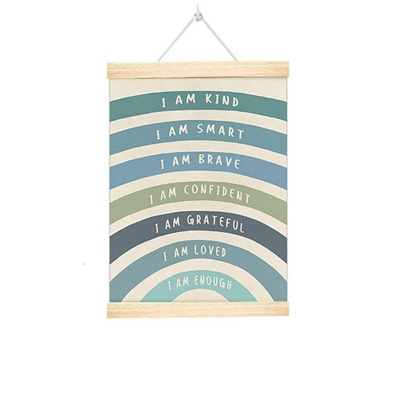 Деревянный подвесной плакат с радугой и позитивными сообщениями, 50 x 70 см - Стиль D