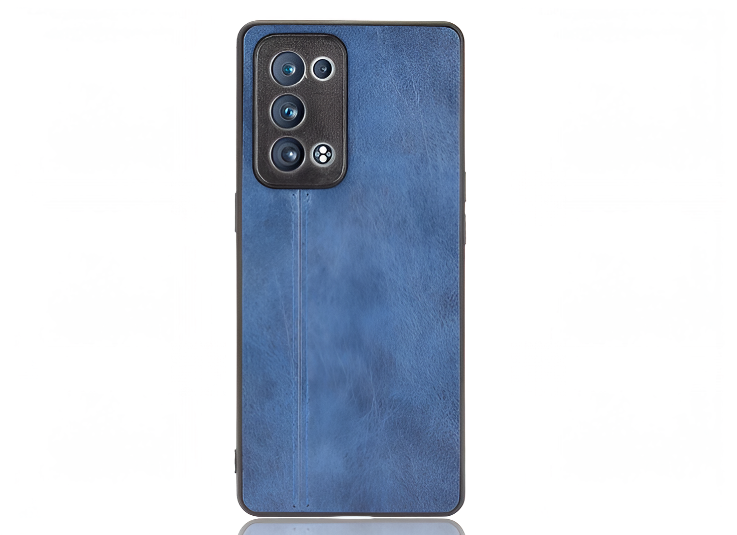 Чехол бампер накладка MyPads на OPPO Reno 6 5G из силикона с декоративным дизайном под кожу с тиснением синий