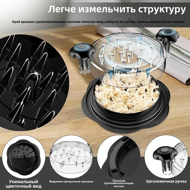 Измельчитель для курицы, мяса, овощей, зелени; Блендер ручной механический; Овощерезка универсальная