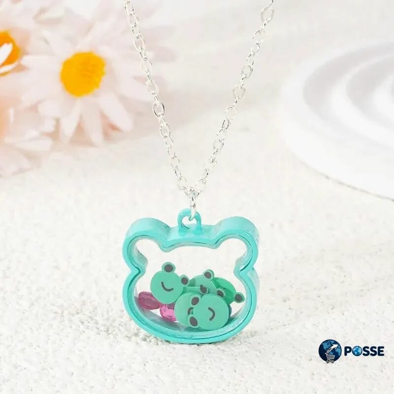 Детские ожерелья с кулонами: кошка, лягушка и медведь для девочек