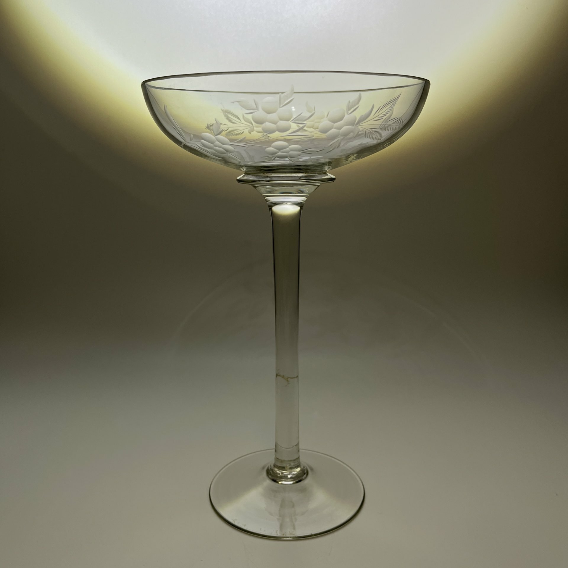 Вазочка (конфетница) на длинной ножке с цветочным декором, стекло, СССР, 1960-1980 гг.