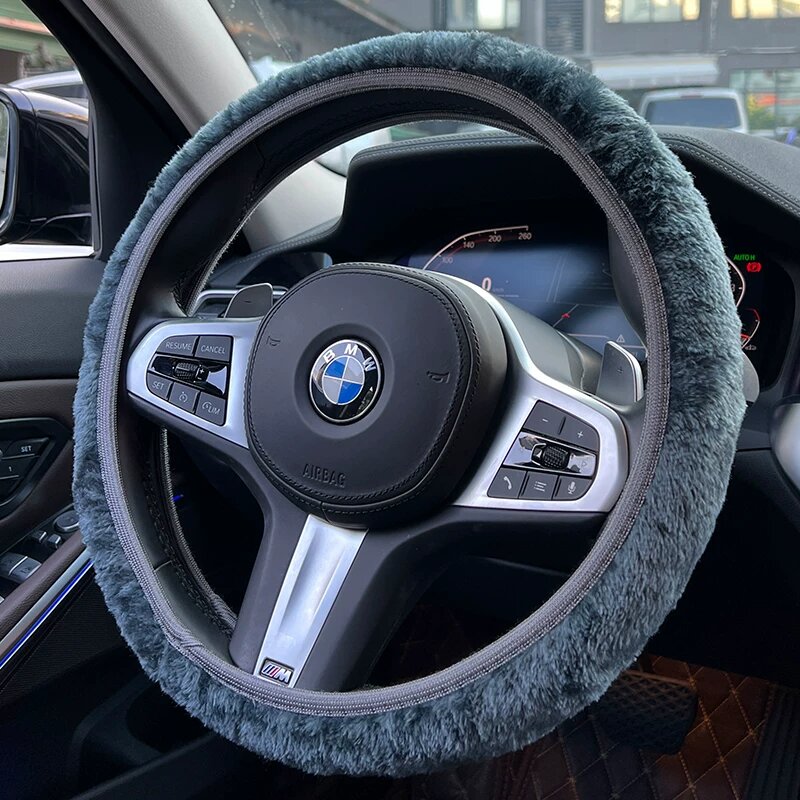 Чехол на руль автомобиля зимний из короткого плюша, новая модель 2025 года, теплый, с подогревом, нескользящий,