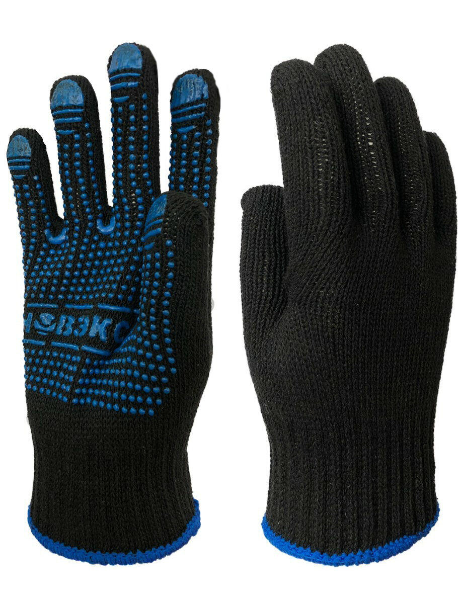 Перчатки трикотажные Новэкс Pro, с ПВХ, размер: 8, черный, 1 пара