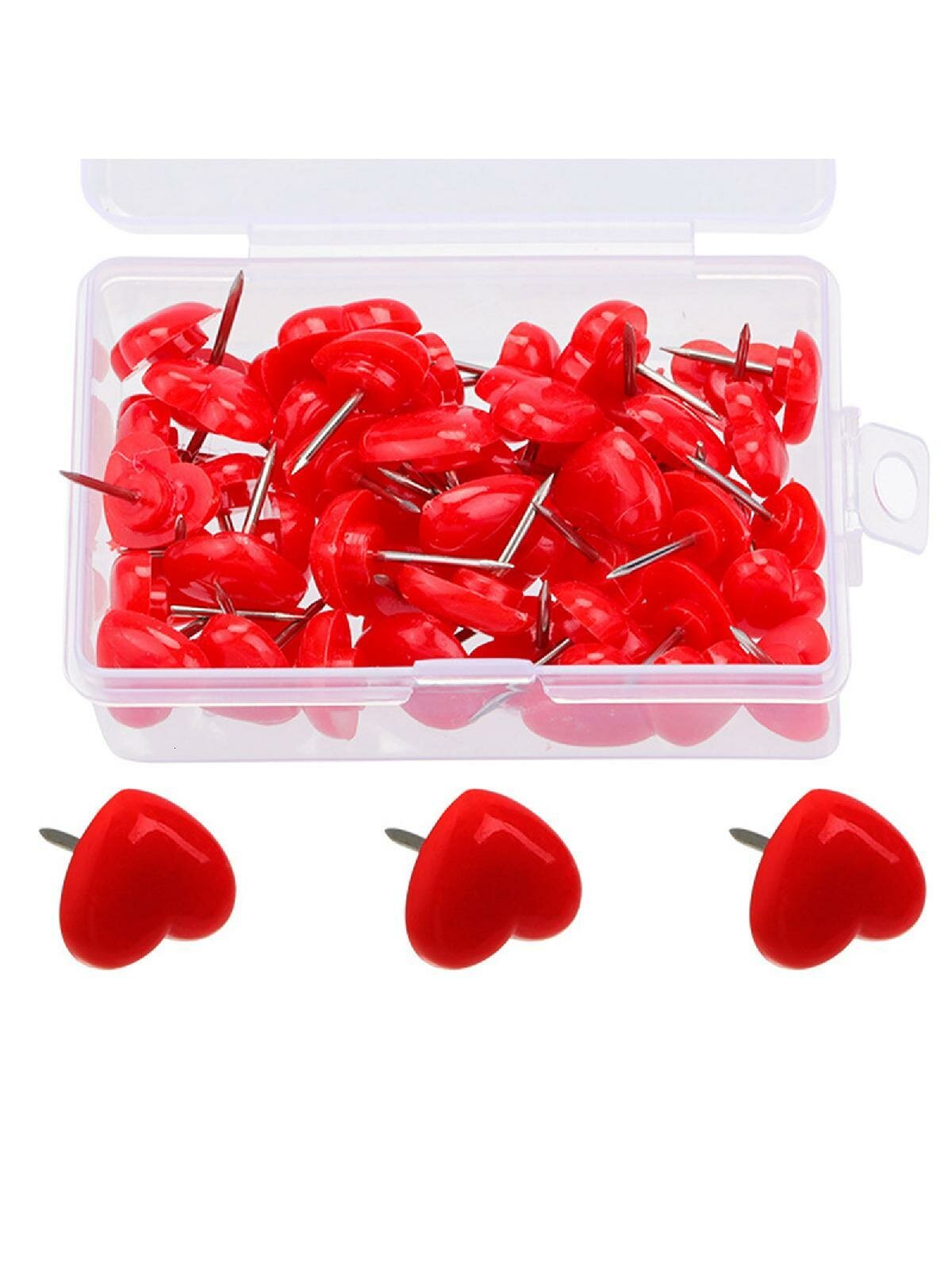 Пробковая доска с канцелярскими кнопками и булавками для заметок, 50 красных