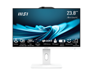 Моноблок MSI Моноблок MSI Pro AP242P 14M AIO 23.8" FHD(1920x1080)IPS AG Non-touch, Сore i5-14400 (2.5GHz), 8Gb DDR5(1x8Gb), 512Gb SSD m.2, Intel UHD, WiFi+BT, Camera, WirelessKB&mouse, NoOS, 1y war-ty, White