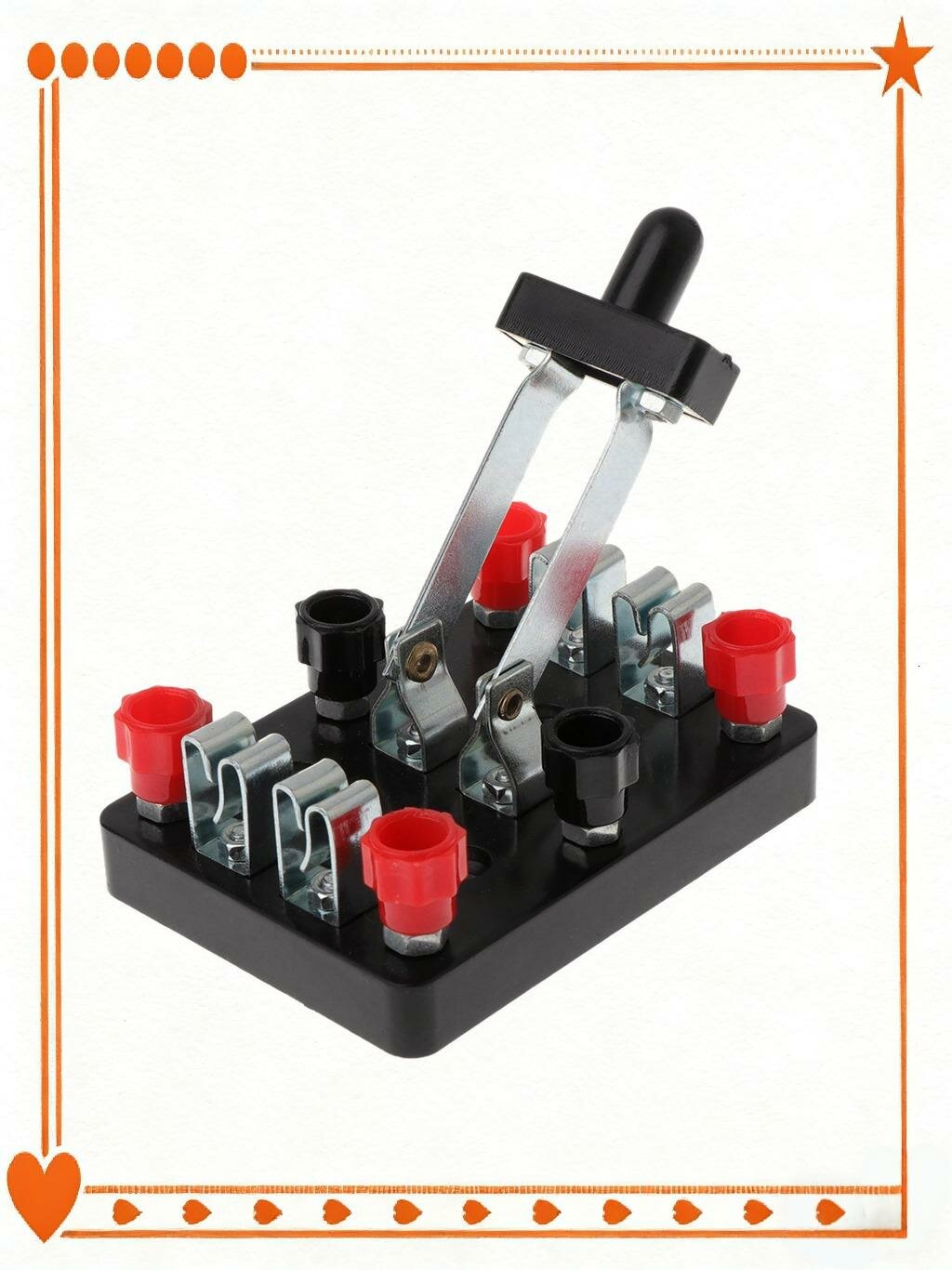 Переключатель ножевой двухполюсный двухпозиционный DPDT для учебных экспериментов, Черный