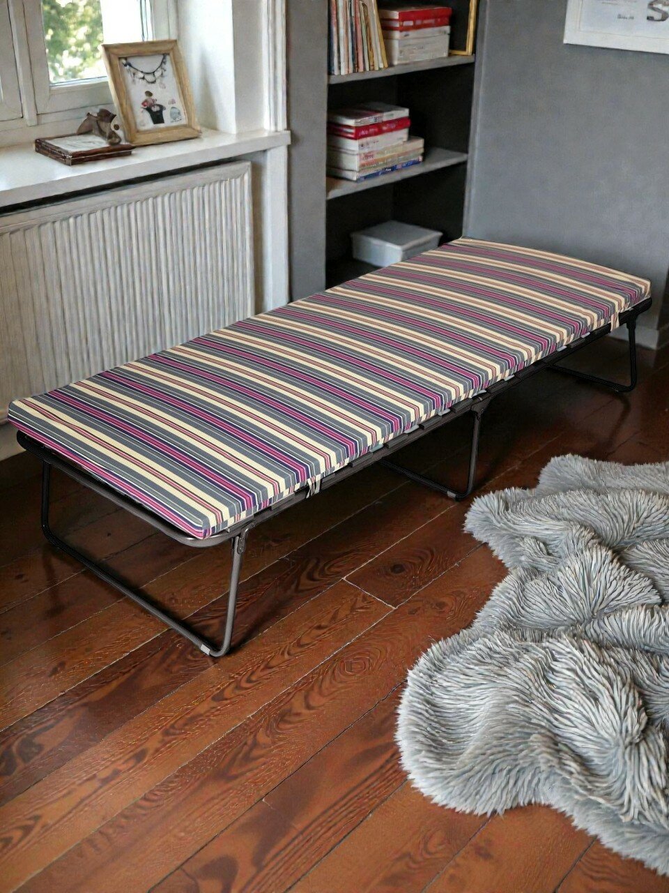 Раскладушка 194х79х41 см, 120 кг, Верона, сталь, ламели, матрас в комплекте, поролон