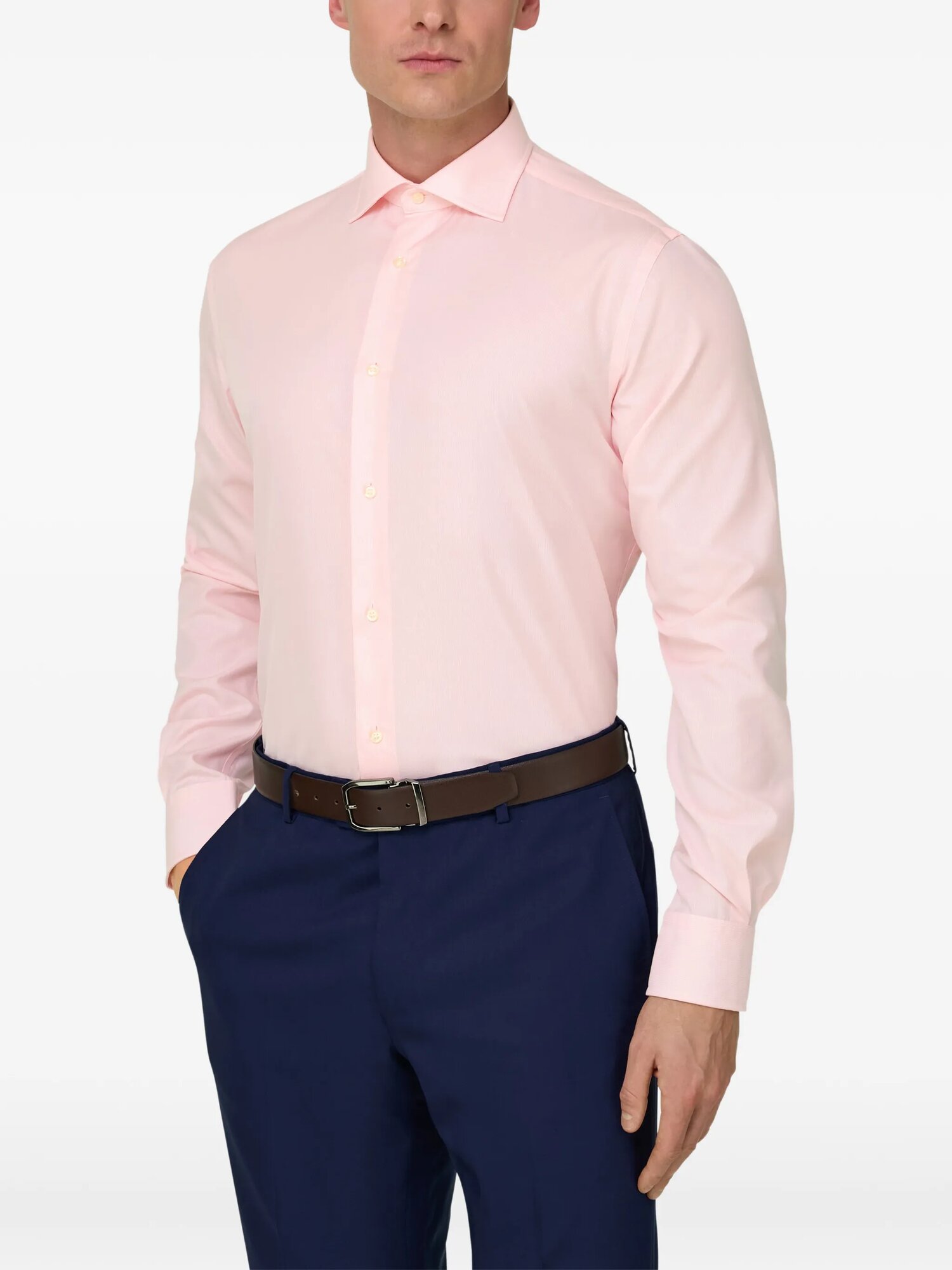 Рубашка Boggi Milano Windsor-collar shirt, размер M, pink — фото 1