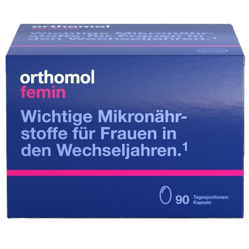 Ортомол Фемин 90, для облегчения симптомов менопаузы, 90 капсул, Германия