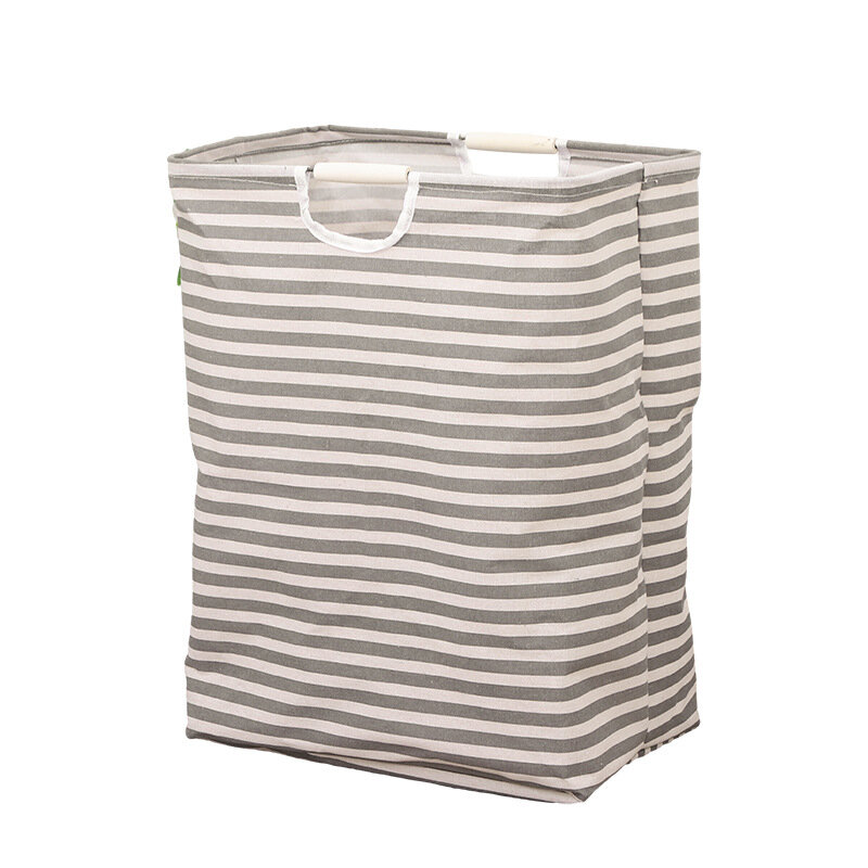 Большая складная корзина для белья из хлопка и льна с деревянными ручками, водонепроницаемая.