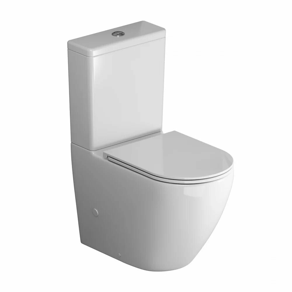 Унитаз-компакт напольный Grossman GR-4407SQ с микролифтом, безободковый, антивсплеск, фаянсовый, белый, глянцевый, овальный, с нижним подводом, сиденье для унитаза в комплекте