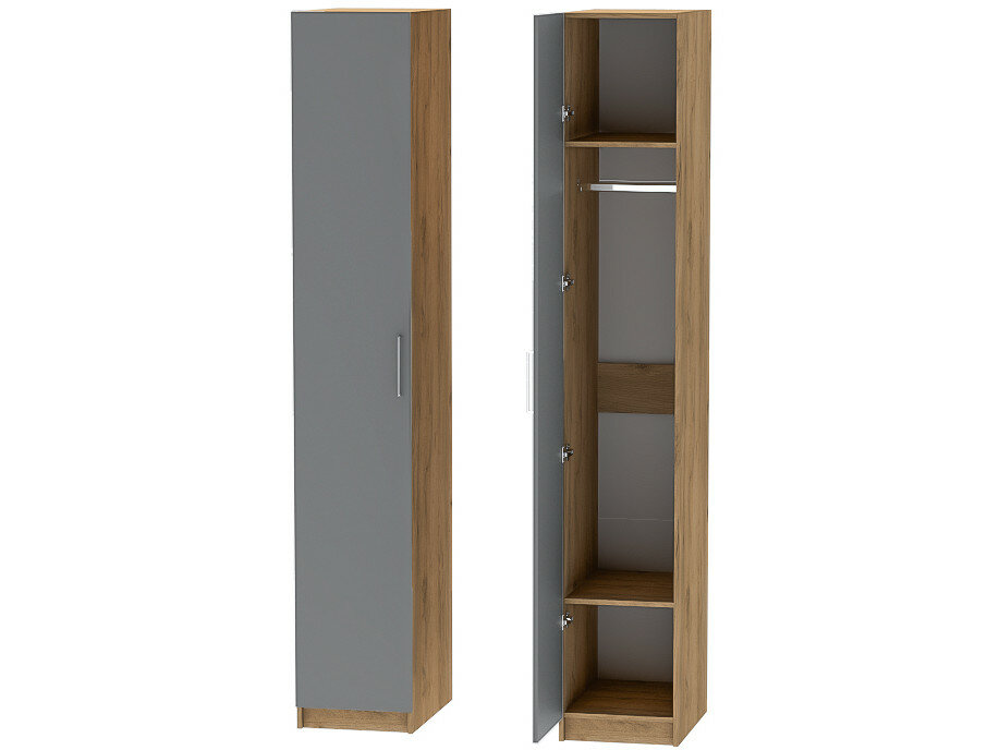 Шкаф-пенал однодверный, со штангой для вешалок, Крафт золотой/Графит