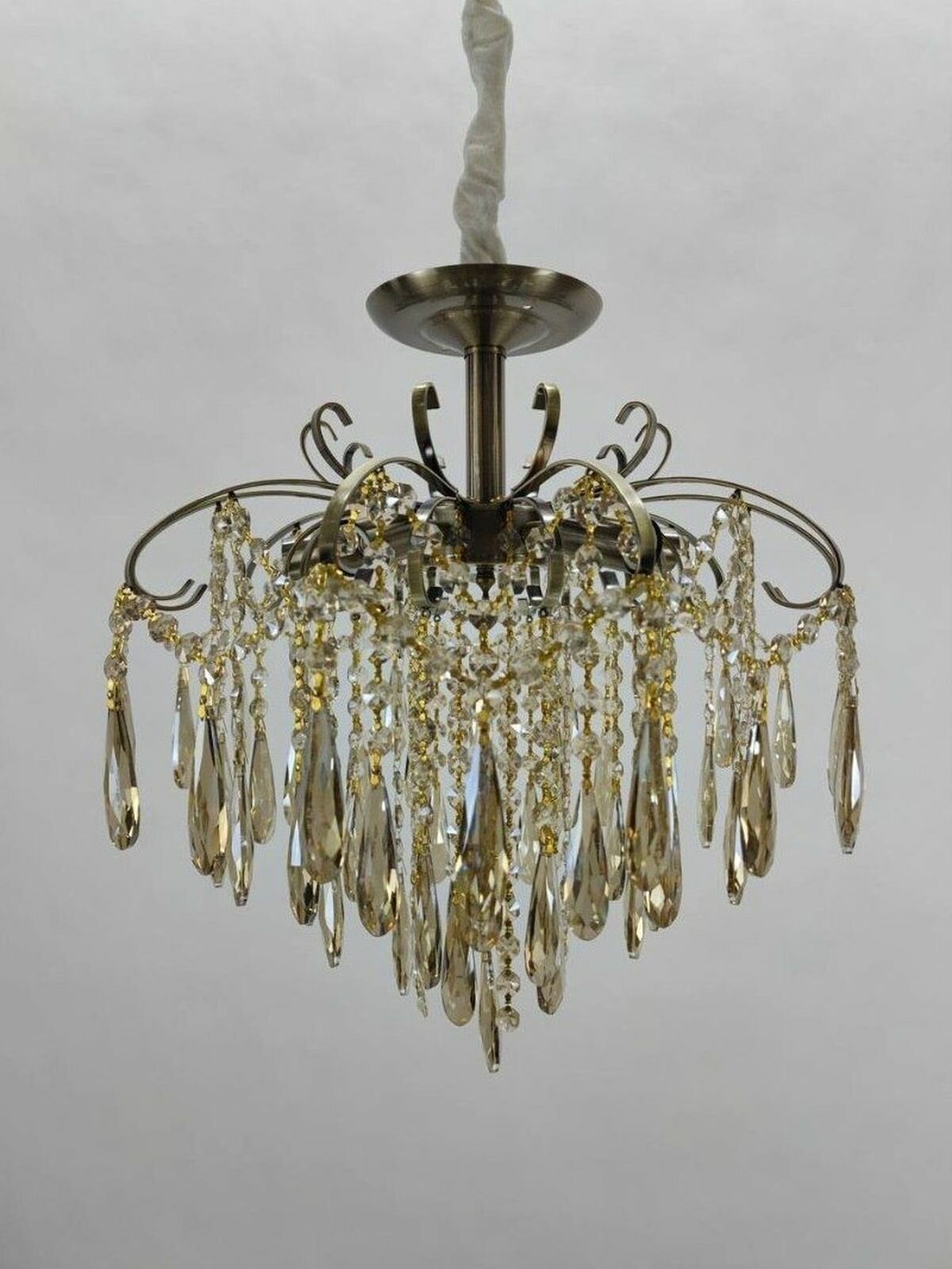 Люстра хрустальная потолочная, цоколь E14 9шт, цвет бронза, 50см.