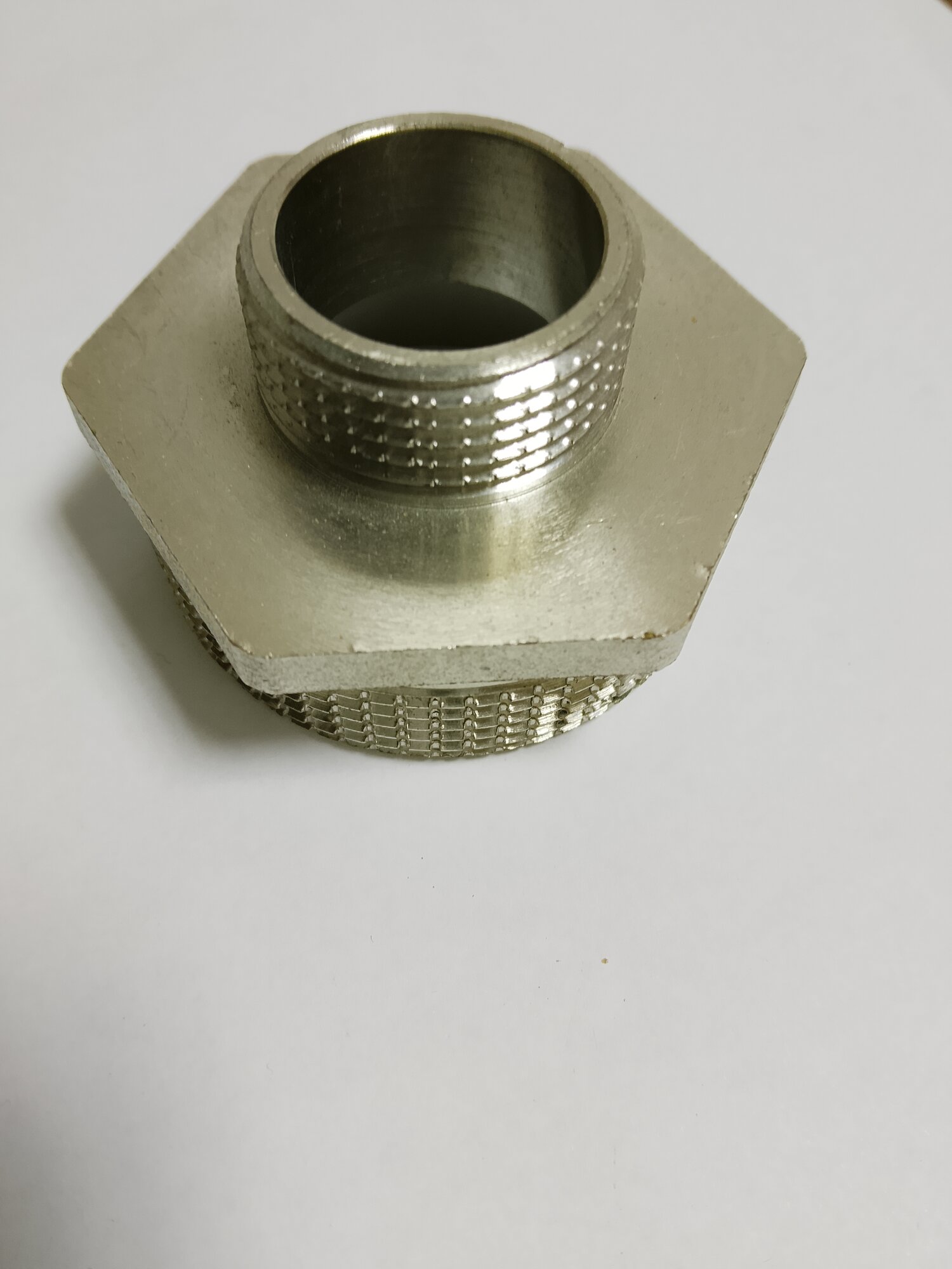 Ниппель "2" на "1", переходной, наружная резьба, хромированная поверхность