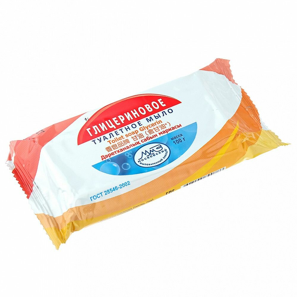 Мыло туалетное твердое "О" 100гр, глицериновое, ГОСТ 28546-2002, в обертке (Россия)