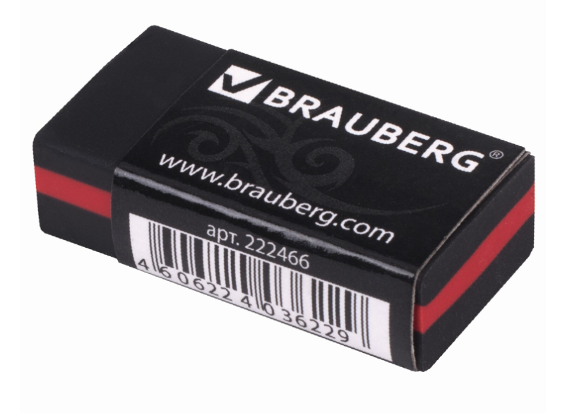 Ластик "BlackJack", 40*20*11мм, черный, прямоугольный, карт. держатель, BRAUBERG