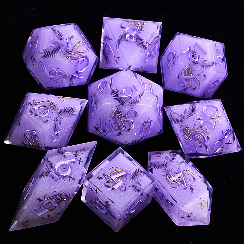 Кости DnD, набор из 9 смоляных полиэдров: Клятва Фиолетового Феникса Dice Set Dungeons & Dragons RPG
